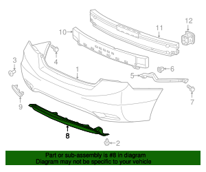 04716-TR3-A90 - Face, Rear Bumper (Lower) (DOT) - 2013-2015 Honda Civic ...