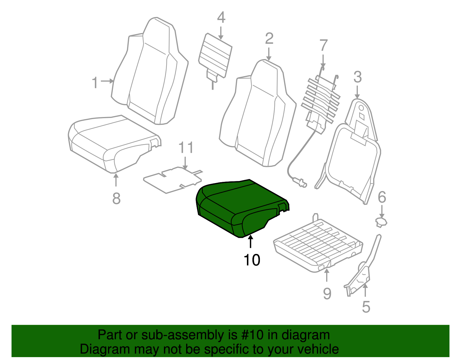 2C3Z-25632A23-AA - Seat Cushion Pad 2008-2010 Ford | Big 3 Auto Parts