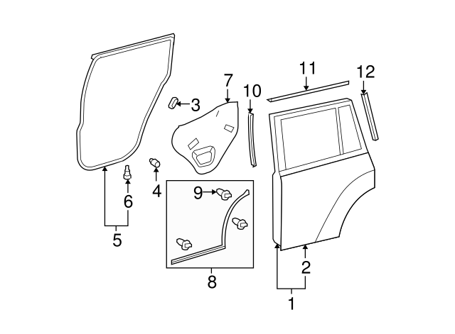 2008-2013 Toyota Highlander Lower Weather-Strip 67887-0E040 | OEM Parts ...