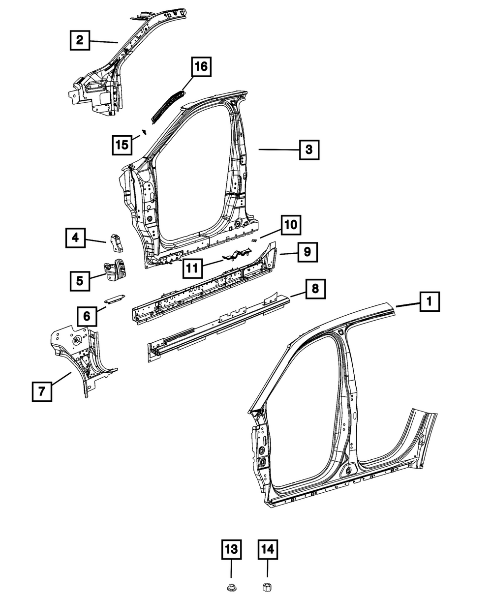 2025 Jeep Wagoneer S A-Pillar Reinforcement, Left 68577033AD | Mopar ...