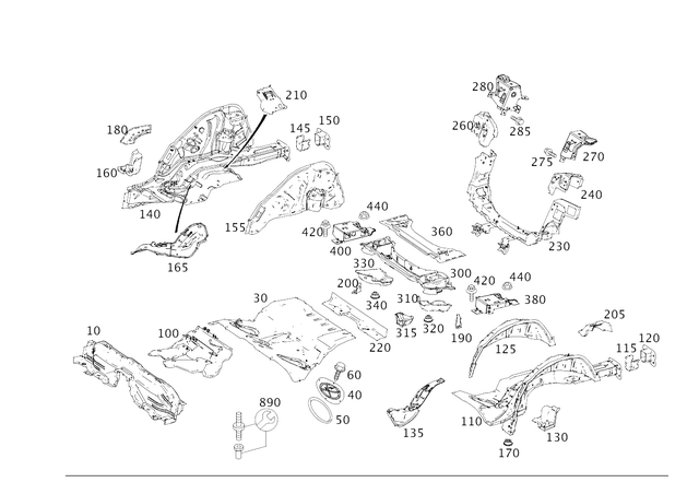 204-690-01-07 - Cover, Rear-End Floor 2010-2015 Mercedes-Benz ...