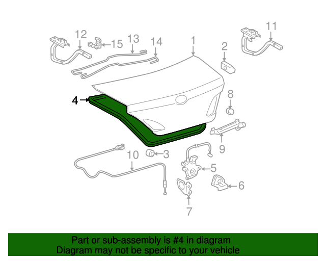 64461-AC030 - Deck Lid Seal - 2005-2010 Toyota Avalon | OEM Genuine ...