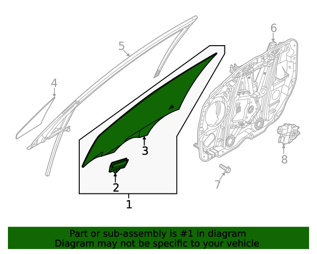82420-L3510 - Door Glass 2021-2024 Kia K5 | Kia.Parts Store