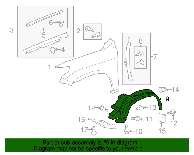 2016-2021 Lexus LX570 Fender Liner 53876-60140 | OEM Parts Online