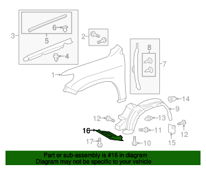 53807-60180 - Fender Liner Extension 2016-2021 Lexus LX570 ...