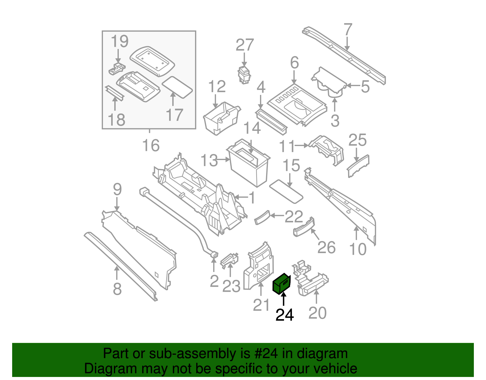 2008-2015 Nissan Rear Cup-Holder 96965-ZR00A | Anicra Nissan Parts