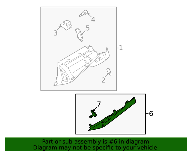2021-2023 Nissan Rogue Glove Box Door 68510-6RR0A | QuirkParts