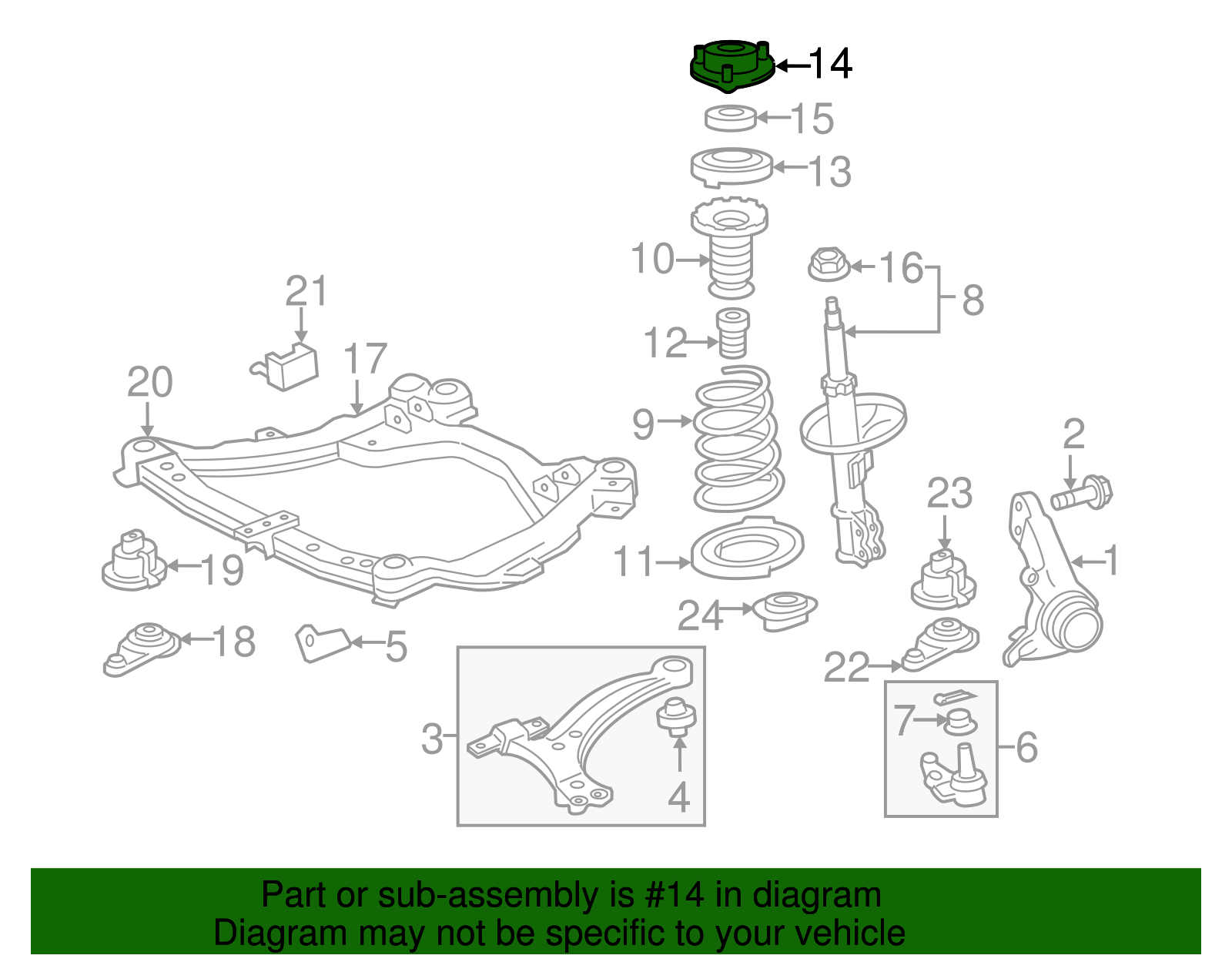 Genuine Toyota Strut Mount part# 48609-06200 for 2007-2011 Toyota Camry ...