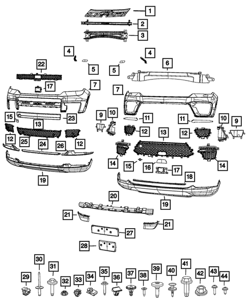 Front Bumper and Fascia for 2022 Jeep Grand Cherokee L | My Mopar Parts