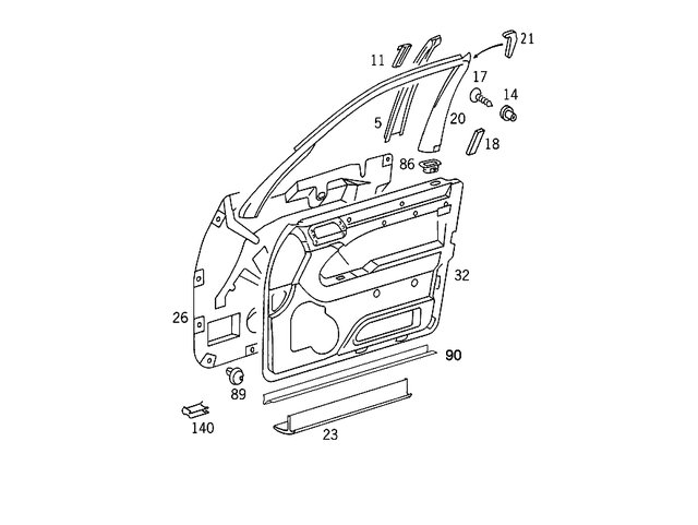 1978-1999 Mercedes-Benz Trim Strip 140-720-03-22 | MB OEM Parts