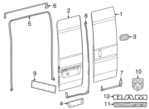 Exterior Trim - Back Door for 2018 Ram ProMaster 2500 | Mopar Parts Canada