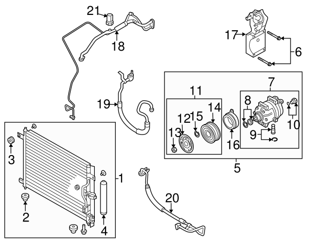 2004-2005 Chevrolet Aveo Air Conditioning Compressor and Condenser Hose ...