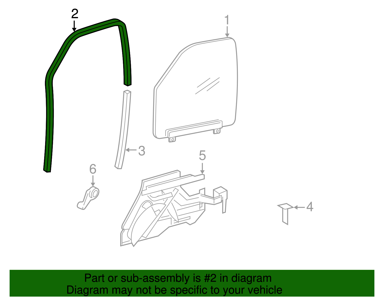 2003-2025 GM (Replaced by 85132078) Driver Side Front Door Upper Window ...