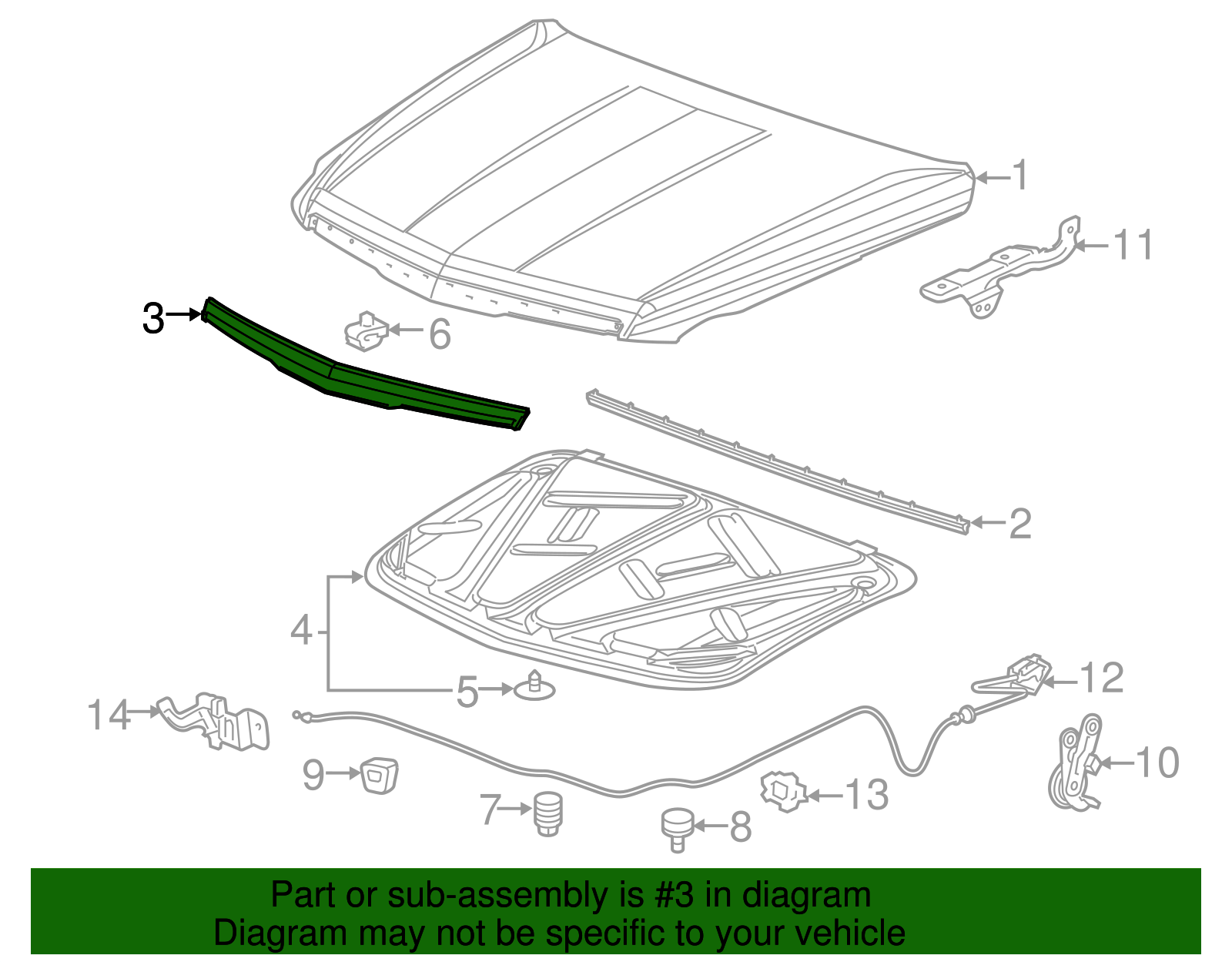 2019-2020 Cadillac Black Hood Front Molding 84661844 GM | GMPartsDirect.com