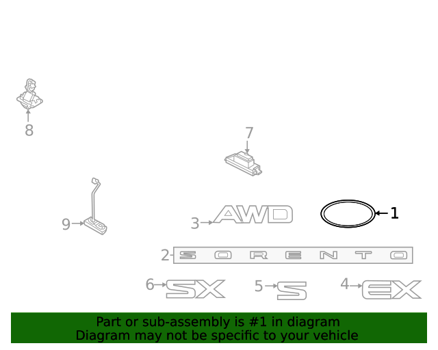 86300-R5000 - Emblem 2021 Kia Sorento | Kia.Parts Store