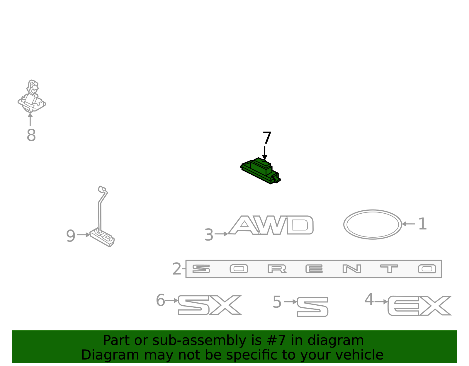 86314-P4800 - Hatch Emblem 2023-2024 Kia Sorento | Kia.Parts Store