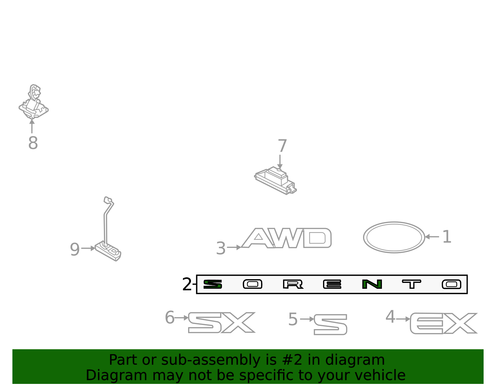 86310-P2700 - Hatch Emblem 2023-2025 Kia Sorento | Kia.Parts Store
