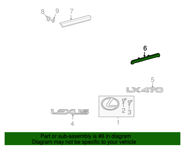 76812-60010 - License Molding 1998-2002 Lexus LX470 | Longo Lexus Parts