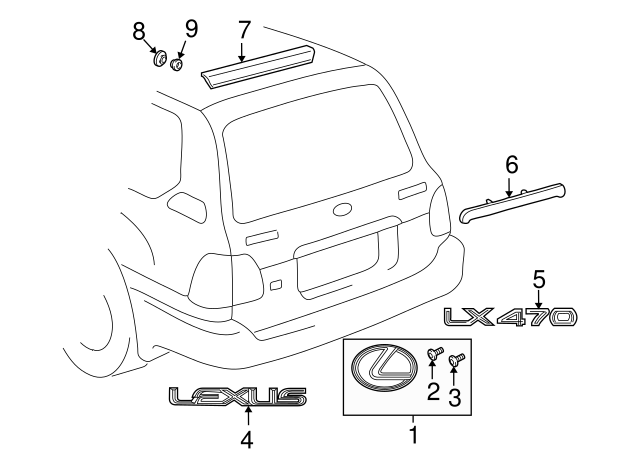 76812-60010 - License Molding 1998-2002 Lexus LX470 | Longo Lexus Parts