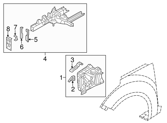 64635-2V010 - Inner Support - 2012-2017 Hyundai Veloster | World OEM ...