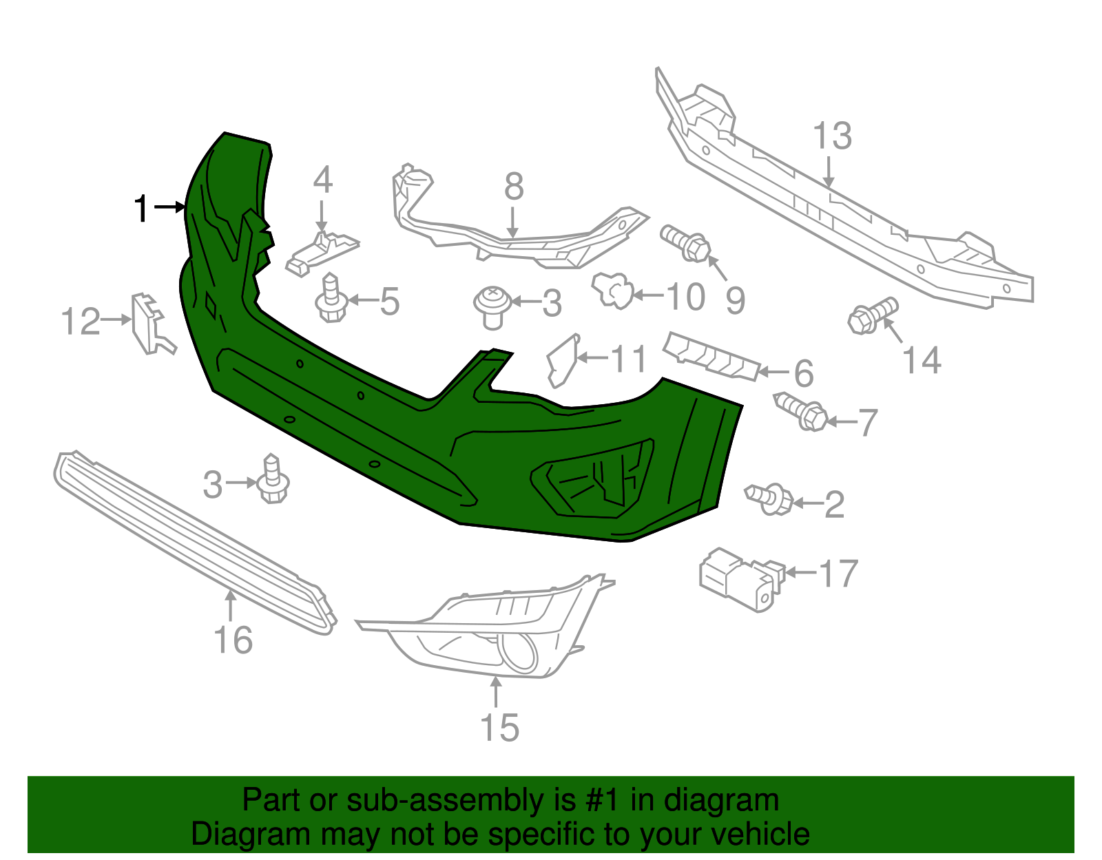 Genuine OEM Bumper Cover Part# 57704FJ050 Fits 2015-2016 Subaru Impreza ...