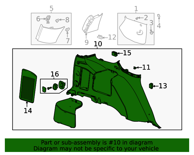 85529809 - Interior Quarter Panel Trim Panel 2021-2024 GM | GM Parts ...