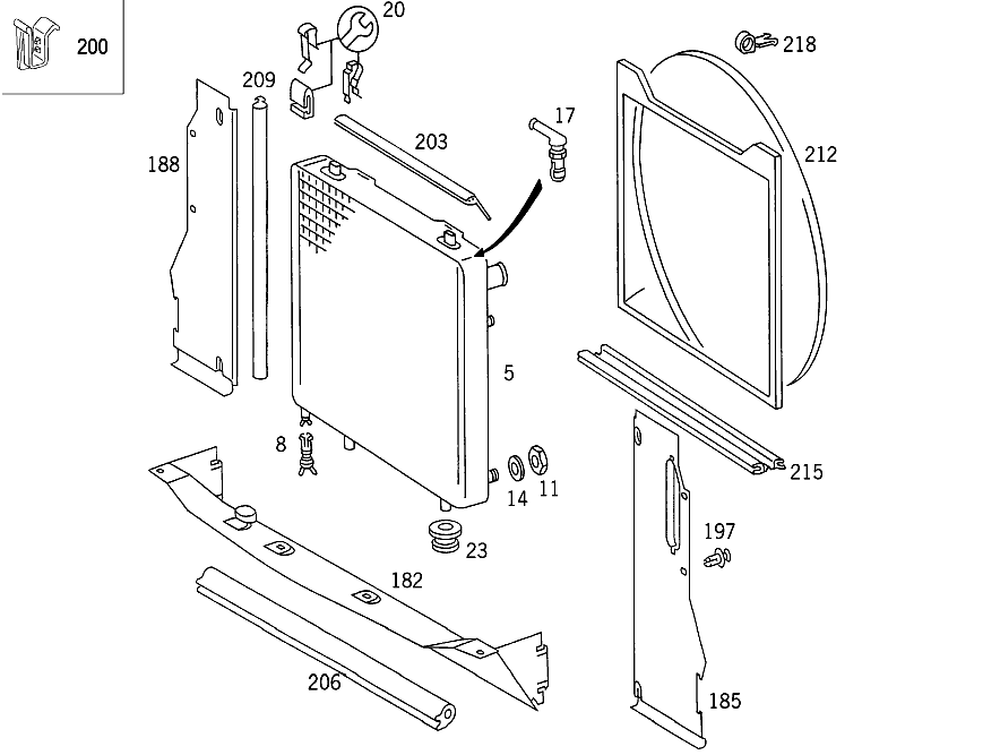 124-500-07-55 - Fan Shroud 1977-1993 Mercedes-Benz | Mercedes-Benz USA ...