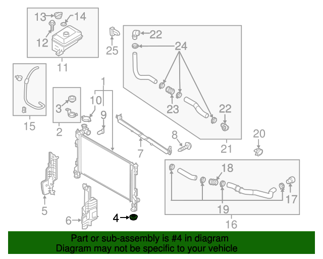 25336-2F650 - Radiator Assembly Lower Insulator 2016-2024 Kia | Kia ...