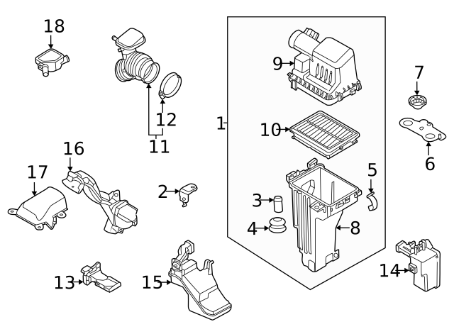 2019-2024 Nissan Air Cleaner Assembly Bracket 16588-5RB1B | OEM Parts ...