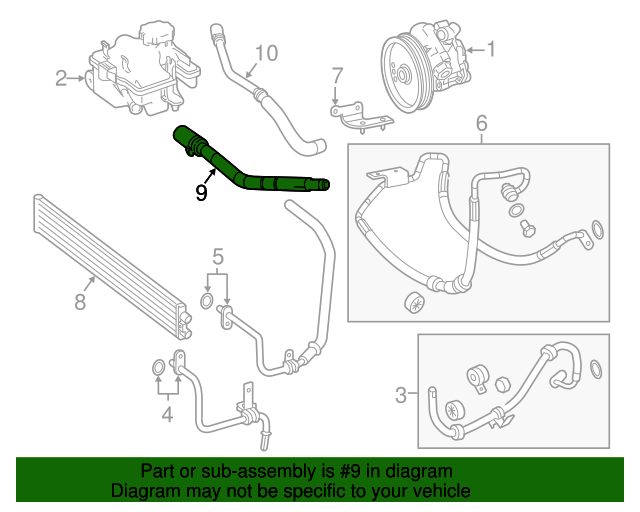 211-997-06-52 - Power Steering Pressure Hose 2007-2011 Mercedes-Benz ...