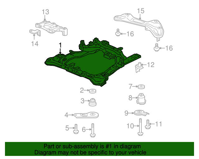 2010-2014 Acura TL Engine Cradle 50200-TK5-A50 | AutoNationParts.com
