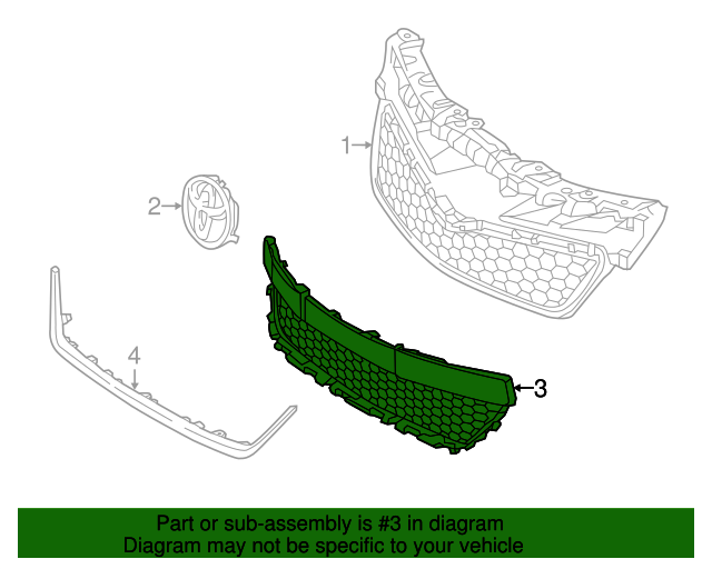 53112-52300 - Lower Grille - 2012-2014 Toyota Yaris | OEM Genuine ...