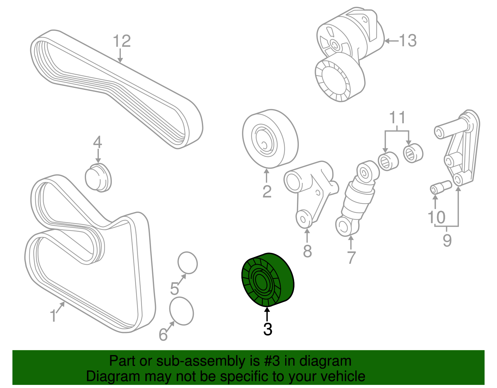 11281748131 - 1991-2008 BMW Accessory Drive Belt Tensioner Pulley (11 ...