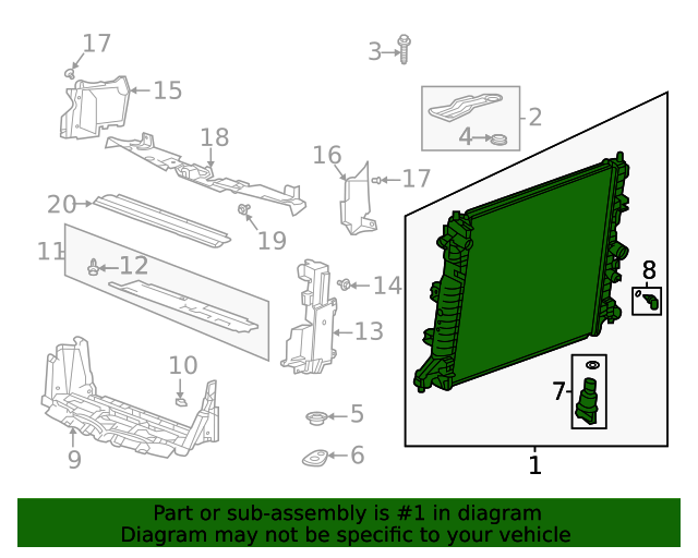 2022-2023 Cadillac CT4 B (S)Radiator 85535176 GM | GMPartsDirect.com