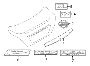 2012-2019 Nissan Versa Deck Lid Emblem 84890-3AW0A | Nissan Parts Plus