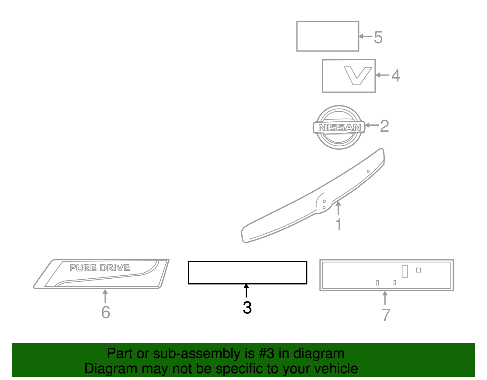 2012-2019 Nissan Deck Lid Emblem 90892-3BA0A | Boro Nissan Parts
