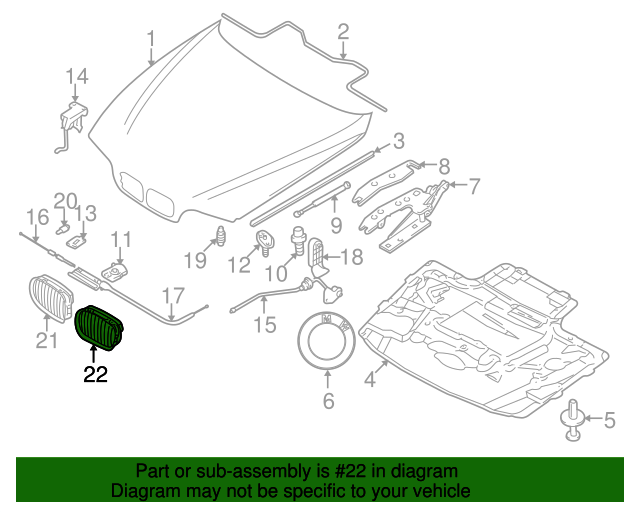 2001-2003 BMW Grille 51-13-7-005-837 | BMW Parts