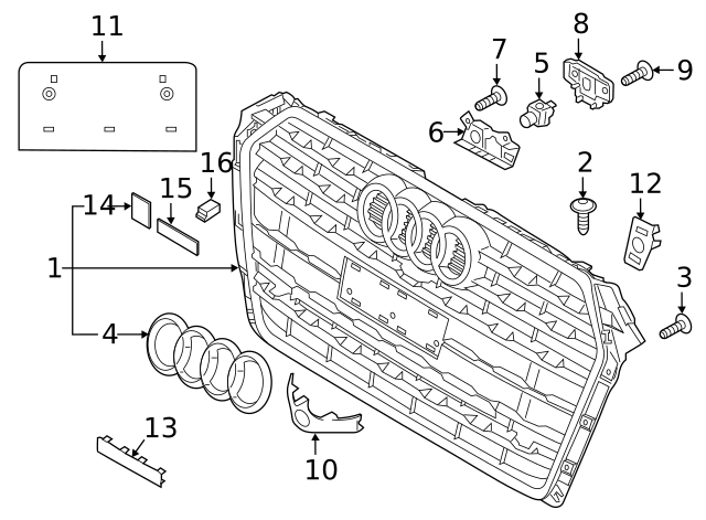 8W0-853-651-CL-FUQ - Grille Assembly 2019 Audi | Audi OEM Parts
