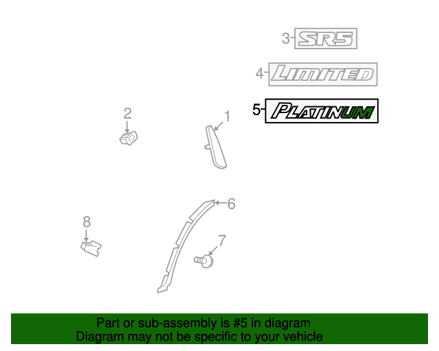 Toyota OEM Door Emblem 75442-0C010 | Toyota OEM Parts Giant