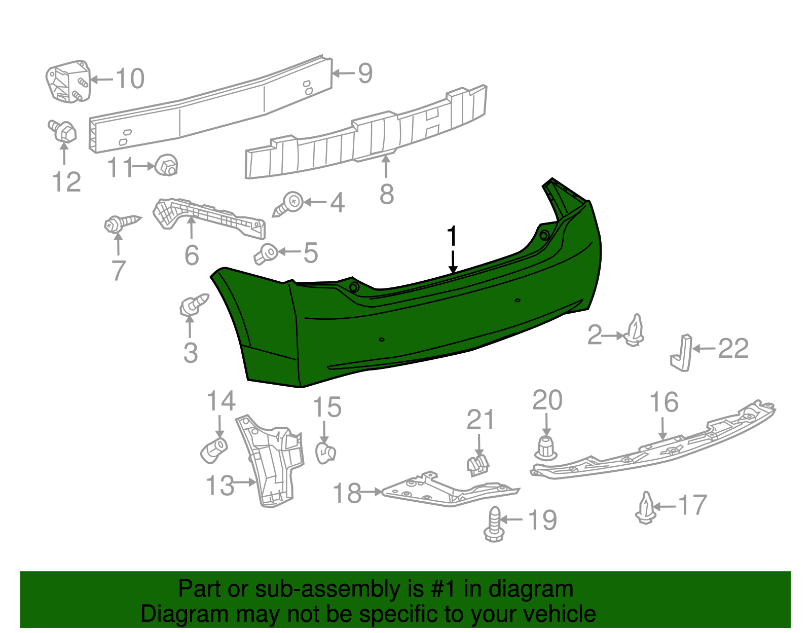 52159-47916 - 2010-2015 Toyota - Cover Rear Bumper L C | Nucar Toyota ...