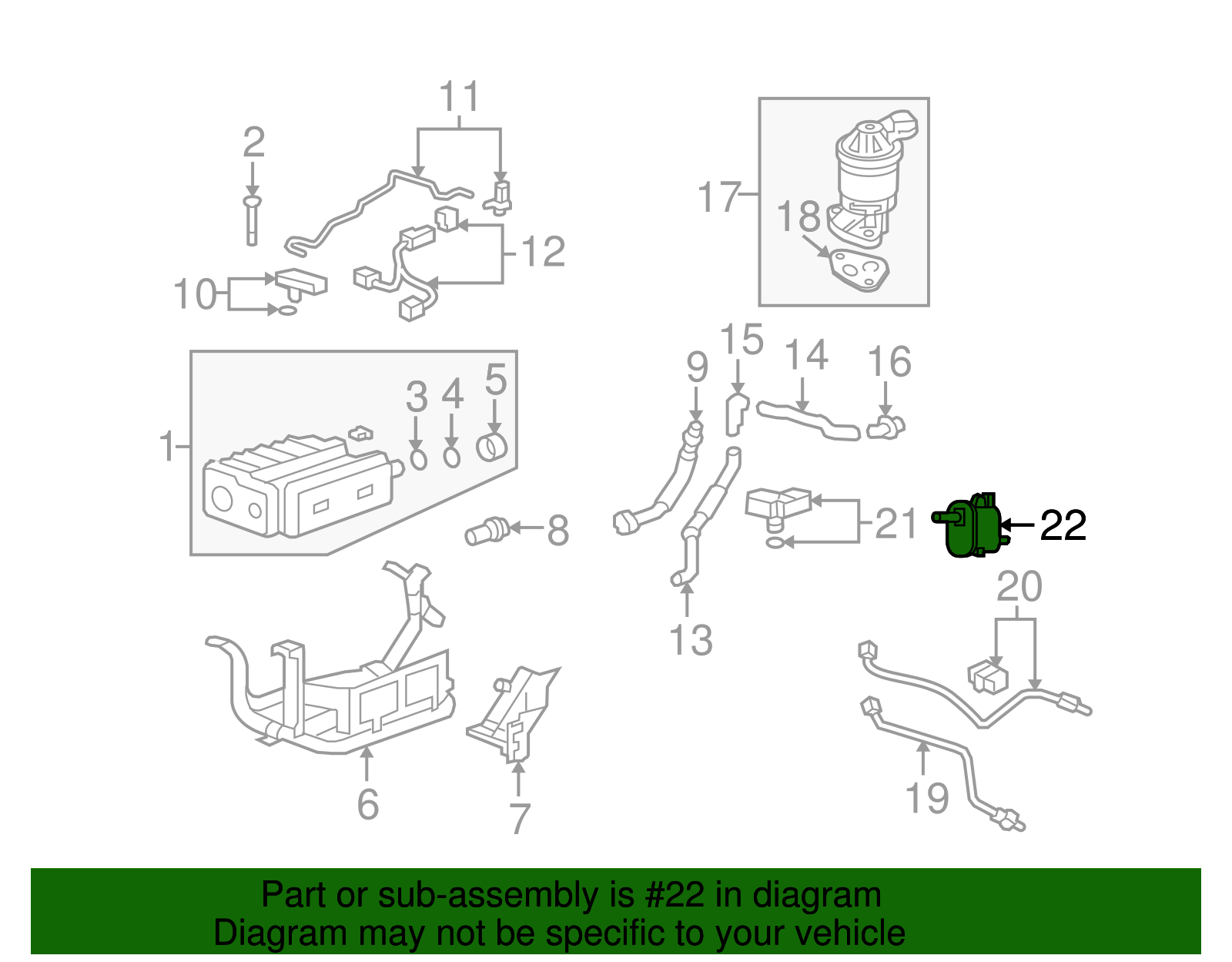 36162-RRA-A01 - Valve Assembly Purge Control Solenoid - 2006-2015 Honda ...