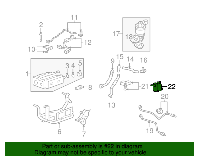 36162-RRA-A01 - Valve Assembly, Purge Control Solenoid 2006-2015 Honda ...
