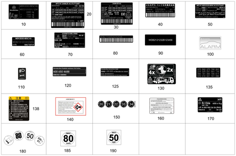 Identification Plate, Information Sign for 2020 Mercedes-Benz GLC 300 ...