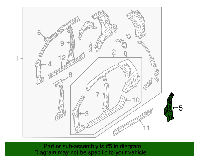 2007-2011 GM Passenger Side Inner Lower Hinge Pillar Panel 96648072 ...
