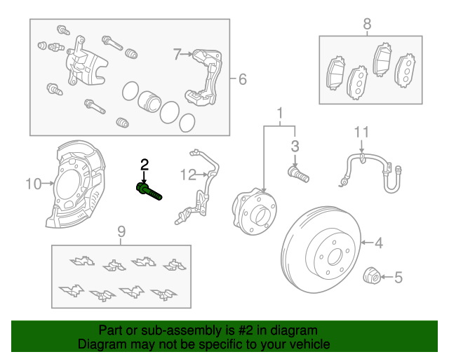 2012-2020 Toyota Hub Mount Bolt 91552-L1250 | Toyota Parts