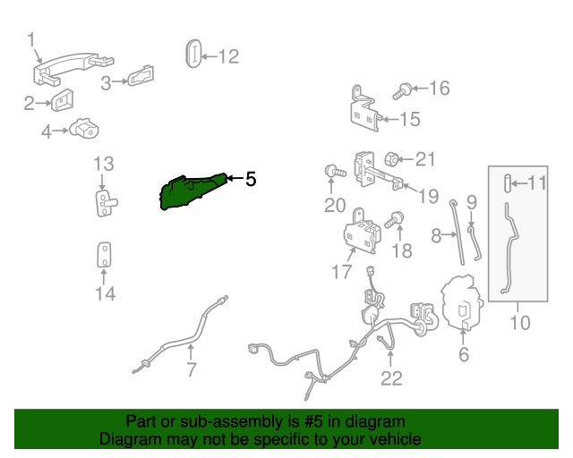 2012-2021 GM Driver Side Front Door Outside Handle Bracket 13576837 ...