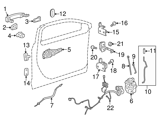 2012-2021 GM Driver Side Front Door Outside Handle Bracket 13576837 ...