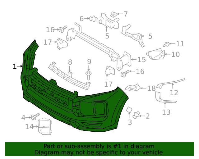 62022WE10P - Face, Front Bumper 2020-2024 Mitsubishi Outlander Sport ...