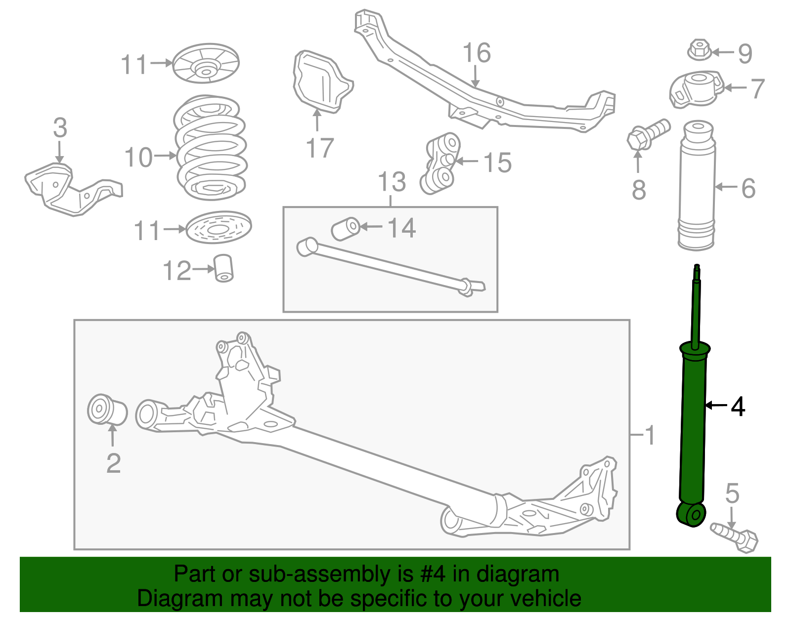 2011-2016 Chevrolet Rear Shock Absorber with Upper Mount 13409599 GM ...