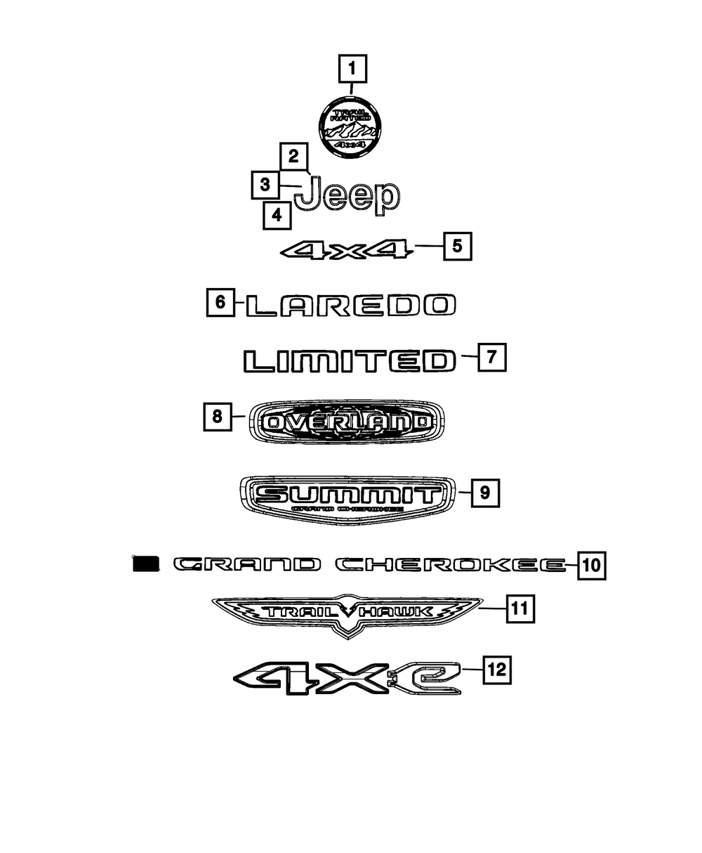 2021-2024 Jeep Grand Cherokee Nameplate, Right 68524488aa | TascaParts.com